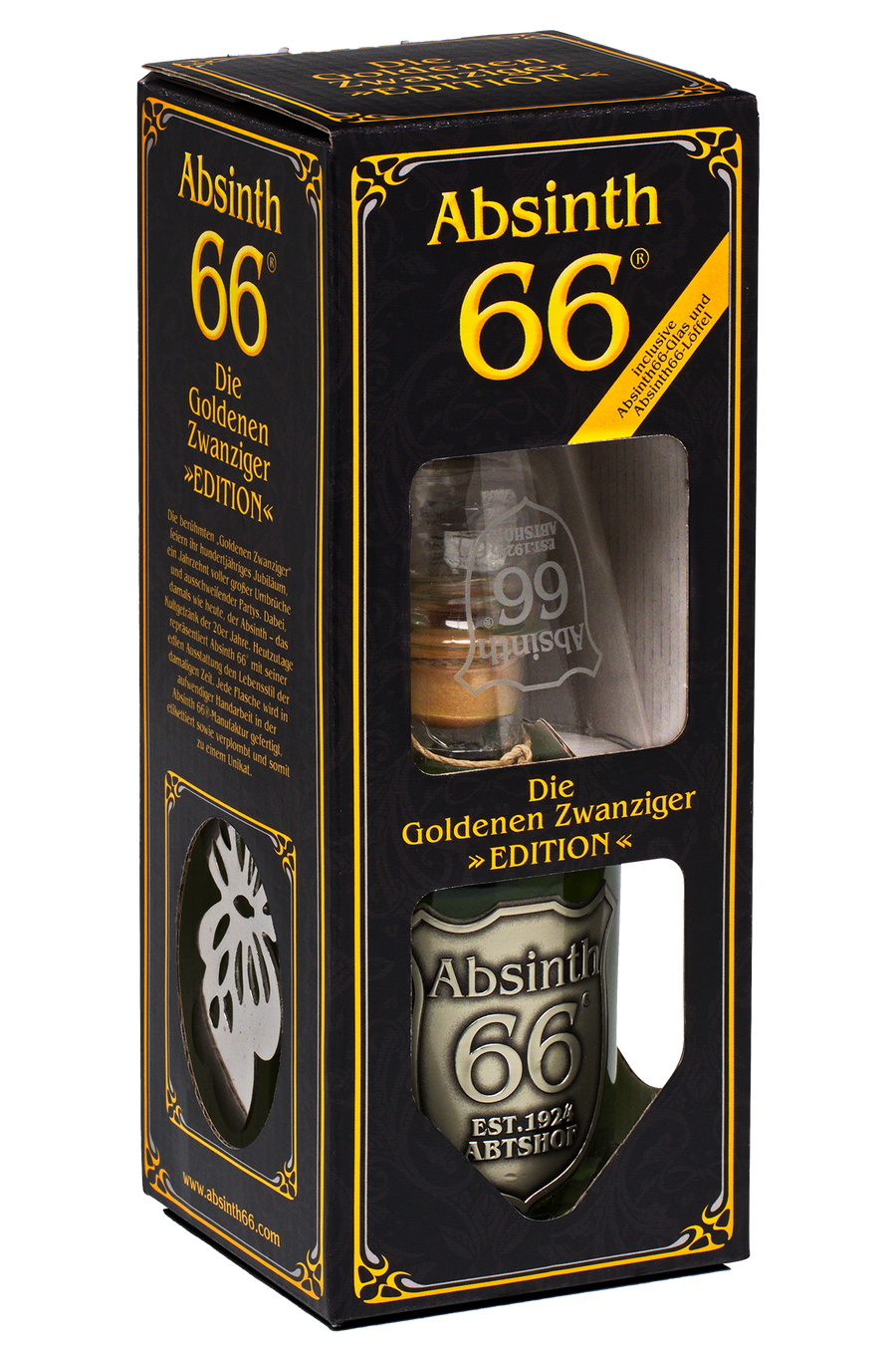 Absinth 66® Goldene Zwanziger Edition Set - 1x0,2L (66%vol.) Spirituos ...